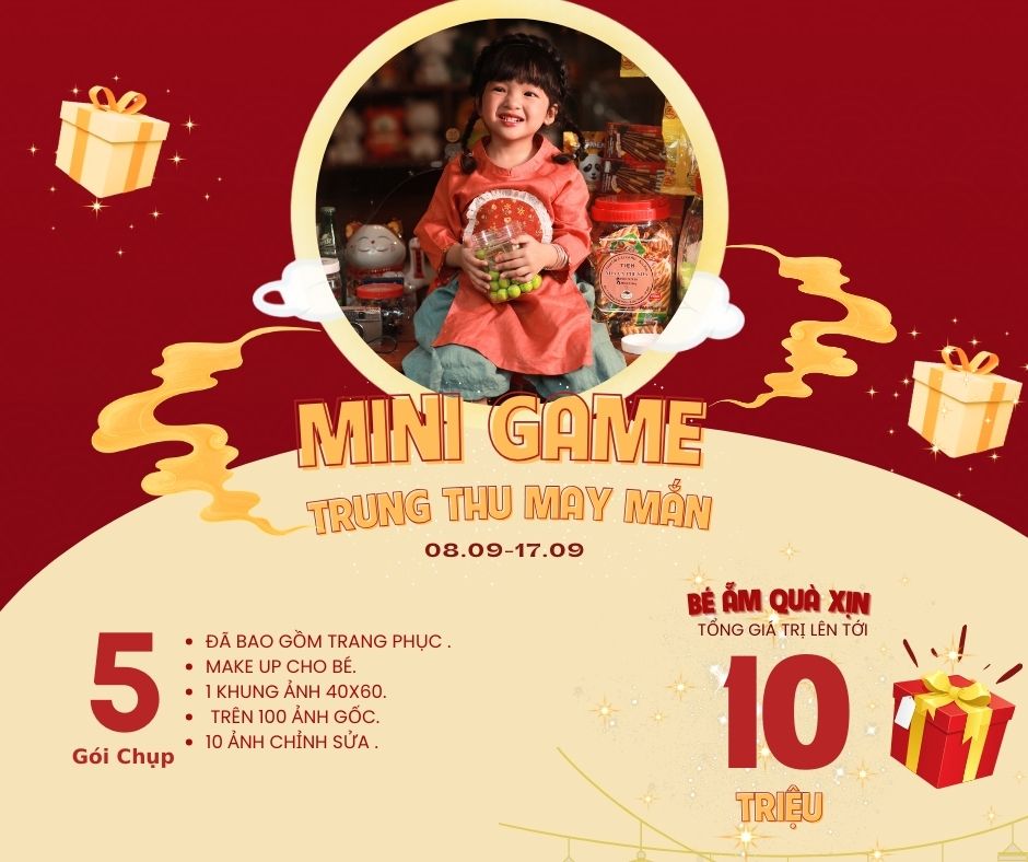Minigame trúng 5 combo chụp ảnh trung thu tại Sukids Studio
